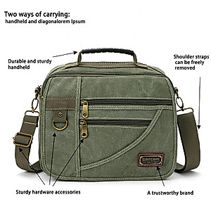 Smrcom Man Canvas Purse Small Crossbody Messenger Shoulder Work Side Bag Travel Purse (Amry green)