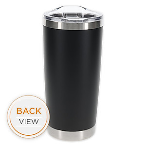 Christian Art Gifts Large Travel Tumbler for Men & Women Stainless Steel Vacuum Insulated Inspirational Scripture: Be Strong Engraved Lion, Retractable Lid, Black, 18 oz.