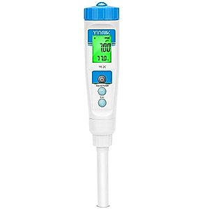 YINMIK pH Meter with Flat Surface Electrode to Measure pH of Liquids Semi-Solids e.g. Hydroponic Nutrient, Wort in Beer Brewing, Lotions and Creams Cosmetic, Durable Tester with Protective Sensor Cap