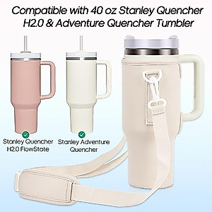 Water Bottle Carrier Bag with Pouch Compatible with Stanley 40oz Tumbler with Handle, Water Bottle Pouch for Stanley Quencher H2.0 Flowstate, Stanley Adventure Quencher, Simple Modern 40 oz Tumbler