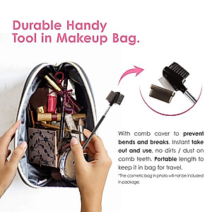 Chrontier Eyelash Brush Eyebrow Brush Spoolie Brush Eyelash Resuable Dual Comb Stainless Steel Teeth Mascara Applicator Makeup Tool Eyebrow Eyelash for Women