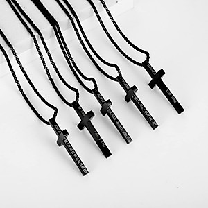 ZRAY Cross Necklace for Men Inspirational Bible Verse Cross Pendant Stainless Steel Cross Chain 22+2inch Christian Jewelry Meaningful Religious Gift for Men(B-19：26)