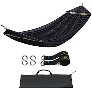 Tranquillo Double Hammock 2 Persons Polyester Hammock 550lbs Portable Camping Hammock with Hammock Tree Straps/Indoor Travel Patio Garden, Black