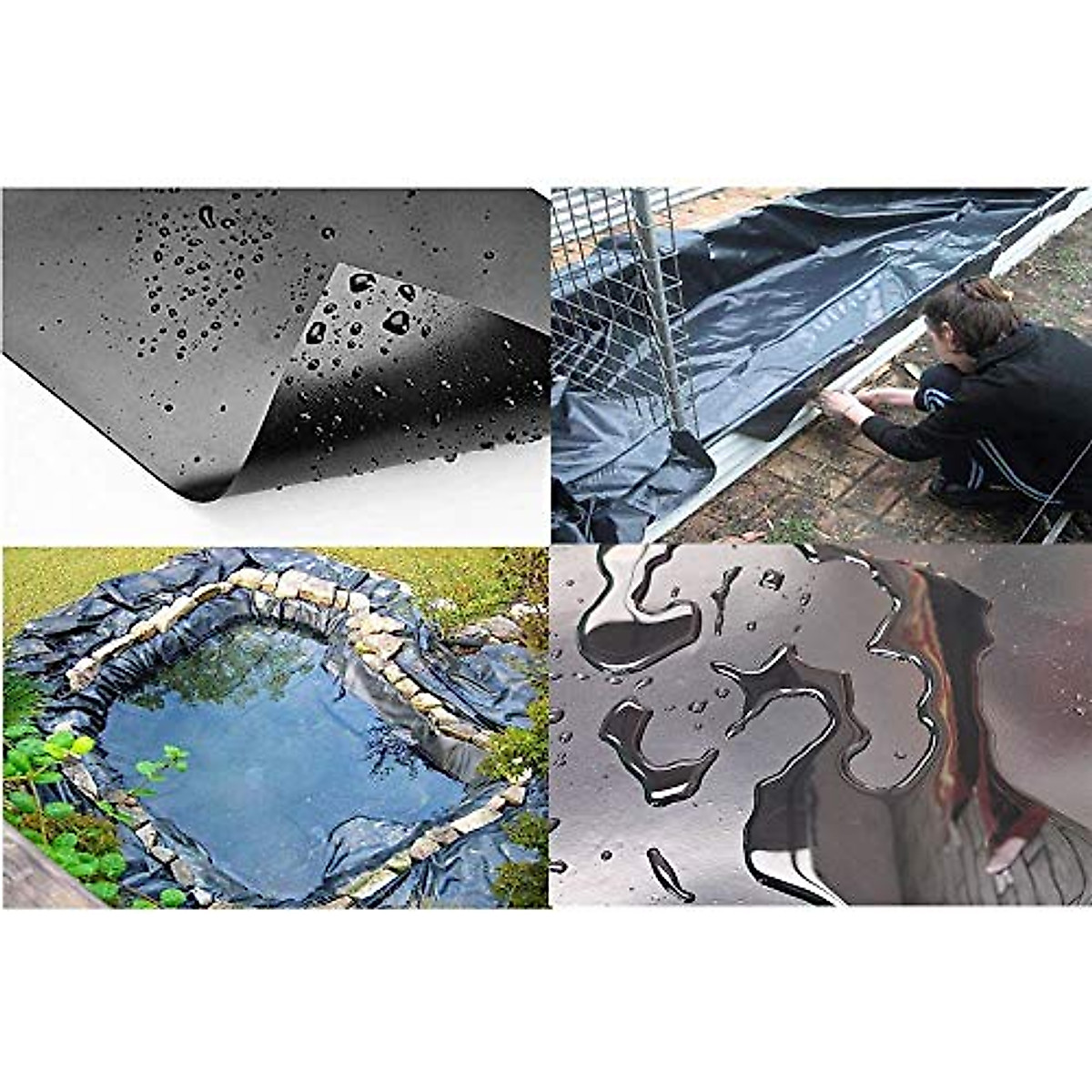 TECHTONGDA HDPE Pond Liner Black 20x20ft Flexible Water Garden Fish Pond Liner Elasticity