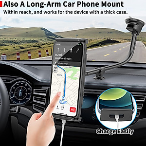 APPS2Car Tablet Car Mount for iPad Truck Holder Long Arm Extension Strong Suction Cup Windshield Mount for 7-11 Inch Tablet iPad Pro Air Mini iPhone