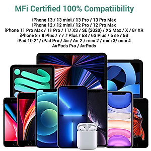 Marchpower iPhone 14 Charger Cord - MFi Certified Lightning Cable 3Pack 6ft USB-A Fast Charging Durable Nylon Braided iPhone 14 13 12 mini Pro Max SE(2020) 11 Xs XS XR X 8 7 6 5 Plus iPad iPod AirPods