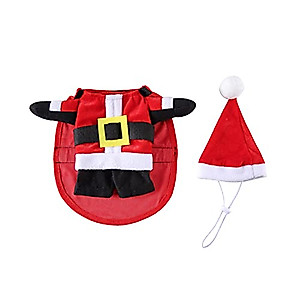 FLAdorepet Christmas Dog Costume Santa Claus Suit Cape Pet Cat Xmas Hat/Santa Claus Gives The Gifts (Medium, Red)