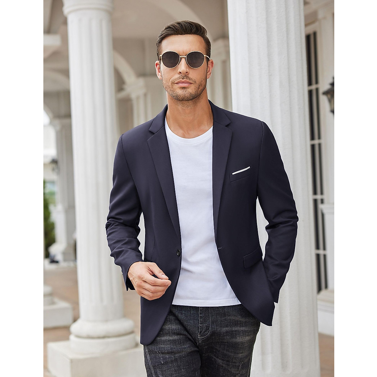 COOFANDY Sport Coats for Men Sports Blazer Fitted Casual Suit Jacket Fashion Athletic Fit Blazers Navy Blue, X-Large