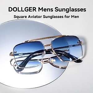 Dollger Square Aviator Sunglasses for Men and Women Fashion Metal Vintage Gradient Shades Sunglasses UV400 Protection
