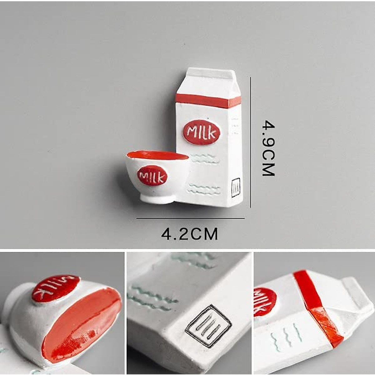 Kaolituis 10pcs Fridge Magnets Set, 3D Resin Magnet Refrigerator Stickers, Cute Food Shaped Magnets Home Refrigerator Stickers Creative Cute Food Shape Magnetic Bread Milk Bacon Fried Egg Pan