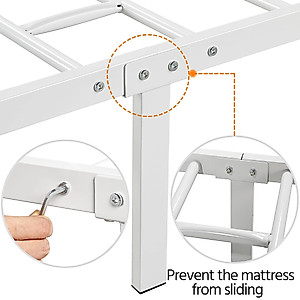 Yaheetech 13 inch Twin Size Metal Bed Frame with Headboard and Footboard Platform Bed Frame with Storage No Box Spring Needed Mattress Foundation Black