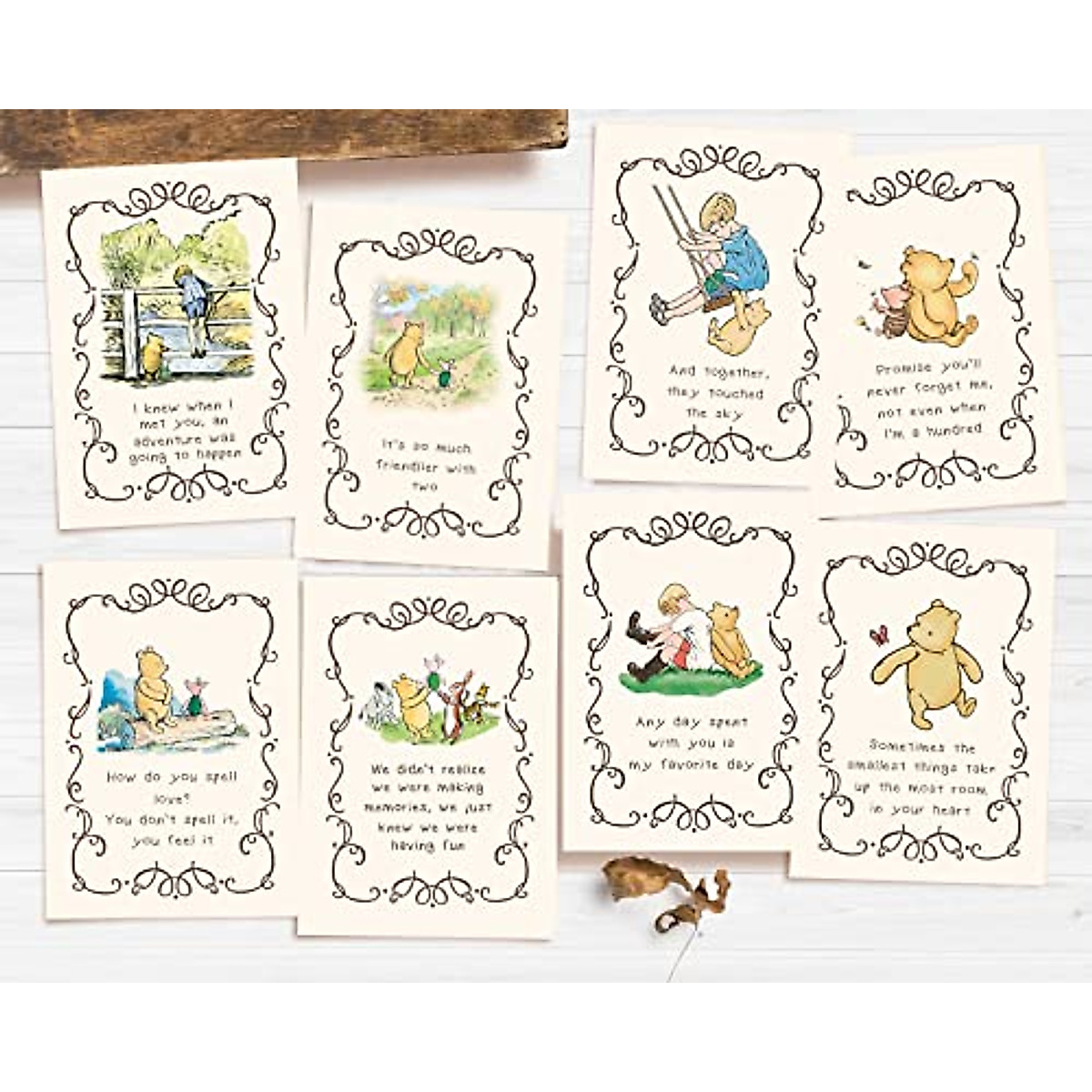 Unbala Classic Winnie Wall Decor Pooh Bear Quotes Prints Pattern A, 5x7 Inch Adorable For Baby Shower Decorations Nursery Art Birthday Centerpiece