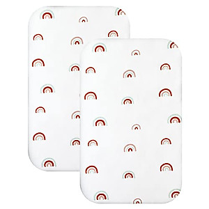 Bedside Sleeper Bassinet Sheets to Fit Mika Micky, Baby Delight, Dream On Me, AMKE, Milliard, MiClassic Bassinet, 2 Pack Soft Microfiber Breathable Rainbow Bassinet Sheet(34"x 21"x 5") for Boys Girls