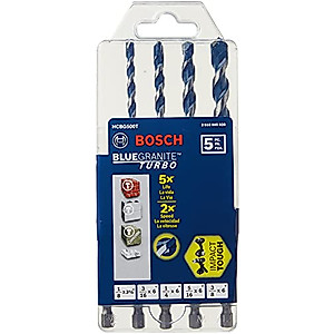 Bosch HCBG500 5 Piece BlueGranite Carbide Hammer Drill Bit Starter Set
