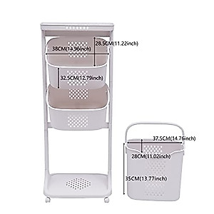Laundry Basket Bathroom, Multi-layer Clothes Storage Basket, Household Bathroom Simple Storage Shelf, Kitchen Shelf Fruit Stand Shelf With Wheels (3 Tiers)