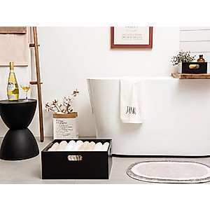 StorageWorks Bamboo Organizers for Shelves, Handcrafted Bamboo Storage Containers for Snacks, Spices, or Drinks, Black Wooden Crates with Built-in Handles, Jumbo, 1 Pack