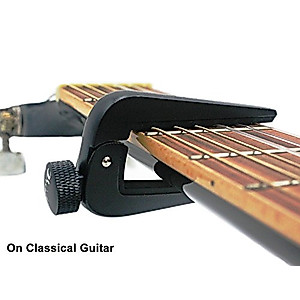 WINGO Wide Guitar Capo Fit for Acoustic Classical Electric Guitar, Bass, Mandolin, Banjos, Ukulele, Black