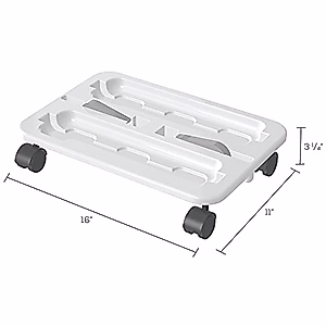 Deflecto Stack 'N Go Caddy Wheel Base, Craft Organizer, Compatible with Deflecto Desk Supplies Organizer Caddy, White, 16"W x 3 1/4"H x 11"D (29443CR)
