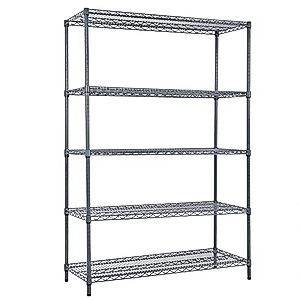 Land Guard 5 Tier Storage Racks and Shelving - 48" L x 20" W x 72" H Heavy Steel Material Pantry Shelves - Each Unit Loads 350 Pounds Wire Shelf, Suitable for Warehouses, Closets, Kitchens…
