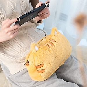 GeekShare Fat Cat Plush Bag with A Shoulder Strap, Cartoon Crossbody Bag Carrying Case Compatible with Nintendo Switch/OLED and Other Accessories