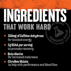 Animal Fury Pre Workout Powder - Energy and Focus Supplement with 5g BCAA, 350mg Caffeine Nitric Oxide Booster with Beta-Alanine, Preworkout for Men and Women, Blue Raspberry Flavor, 30 Servings