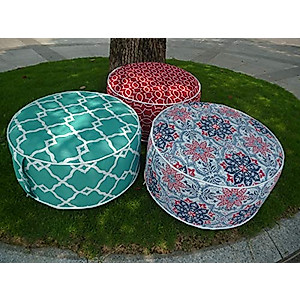 Inflatable Ottoman footrest Stool with Portable air Pump and Storage Bag or Pouch Used for Outdoor or Indoor Travel Portable Camping Backyard Patio Garden Home Yoga footrest Stool (Turquoise)