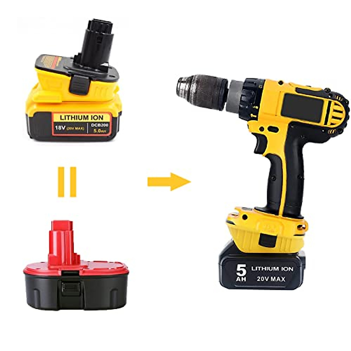 Replacement DCA1820 Battery Adapter Compatible with Dewalt 18V to 20V Tools (1 Pack)