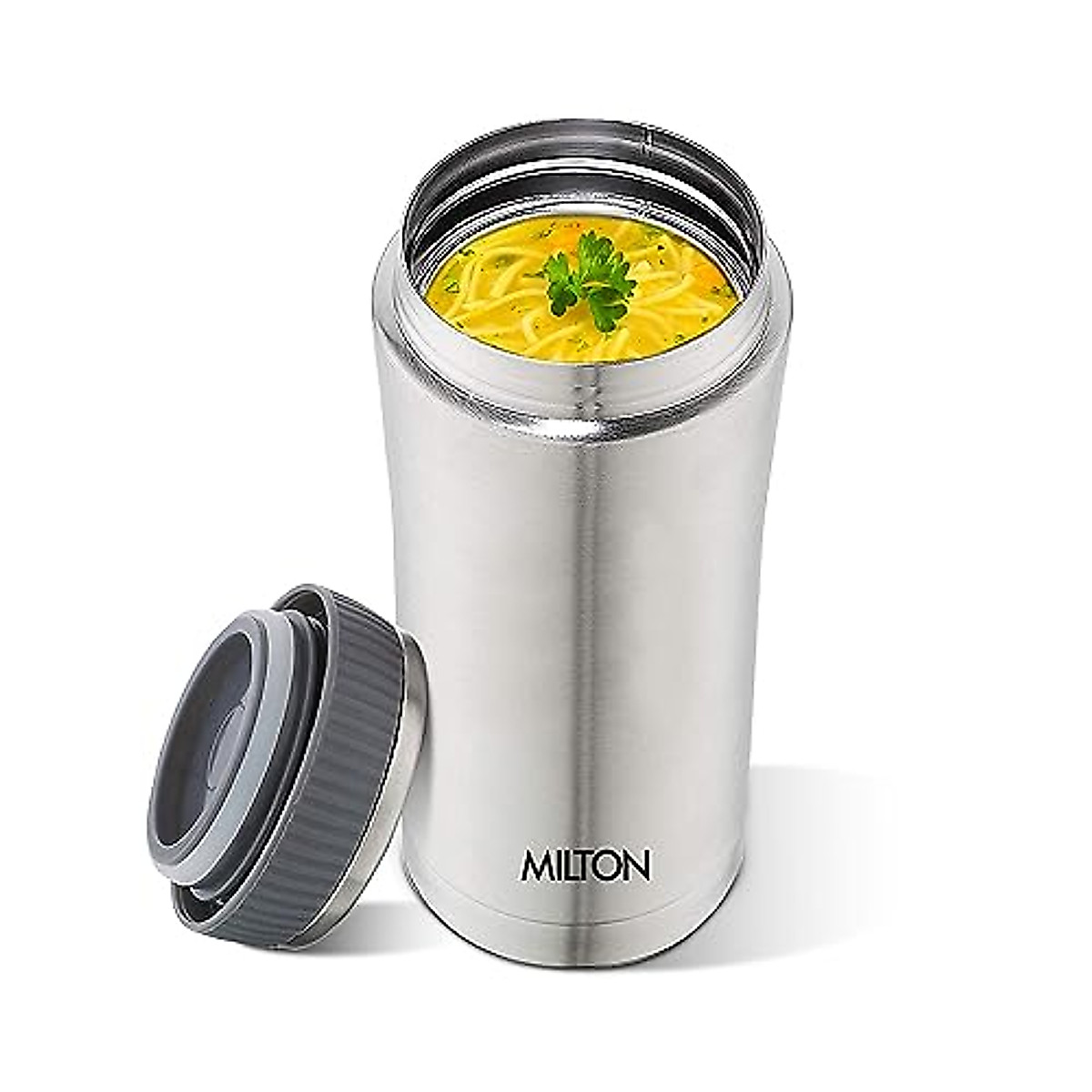 Milton Optima Double Walled Vacuum Insualted Food Flask, Soup Flask, Food Container, 420 ml | 14 oz | Hot and Cold for Long Hours, 18/8 Stainless Steel, Rust and Leak-Proof, BPA-Free | Silver