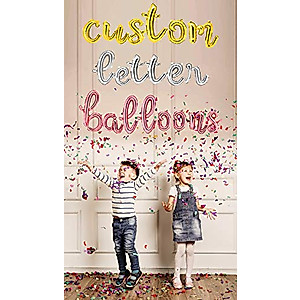 Envizins Custom Cursive Script Lowercase Gold, Rose Gold, Silver 16 inch Letter Foil Balloons, You Could Personalize a Phrase/Word/Number/Banner/Name. Straw and 32' Roll Ribbon Included