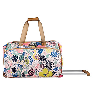 Lily Bloom Pattern 22 Inch Duffel Bag with 2-Rolling Wheels, Weekender Overnight Travel Lightweight Carry-On Suitcase For Women