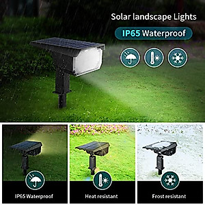 Titeney C1 Solar Spot Lights Outdoor (4 Pack), Adjustable 2-in-1 USB & Solar Powered IP65 Waterproof Landscape Spotlights, 3 Modes Solar Outdoor Lights for Yard, Garden, Porch, Patio.(Cool White)