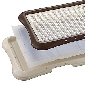 Richell Paw Trax Mesh Training Tray, Brown 25.2 x 18.9 x 1.6" | Richell Paw Trax Mesh Training Tray: Puppy Potty Pad Holder for Indoor Use, Anti-Chewing and Tearing, Ideal for Potty Training Puppies