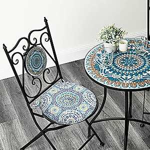 LVTXIII Outdoor All Weather Bistro Seat Cushions, Comfortable Fluffy Tufted Patio Chair Cushions Round 15"x15"x4" Set of 2 for Home Garden Furniture, Delancey Lagoon