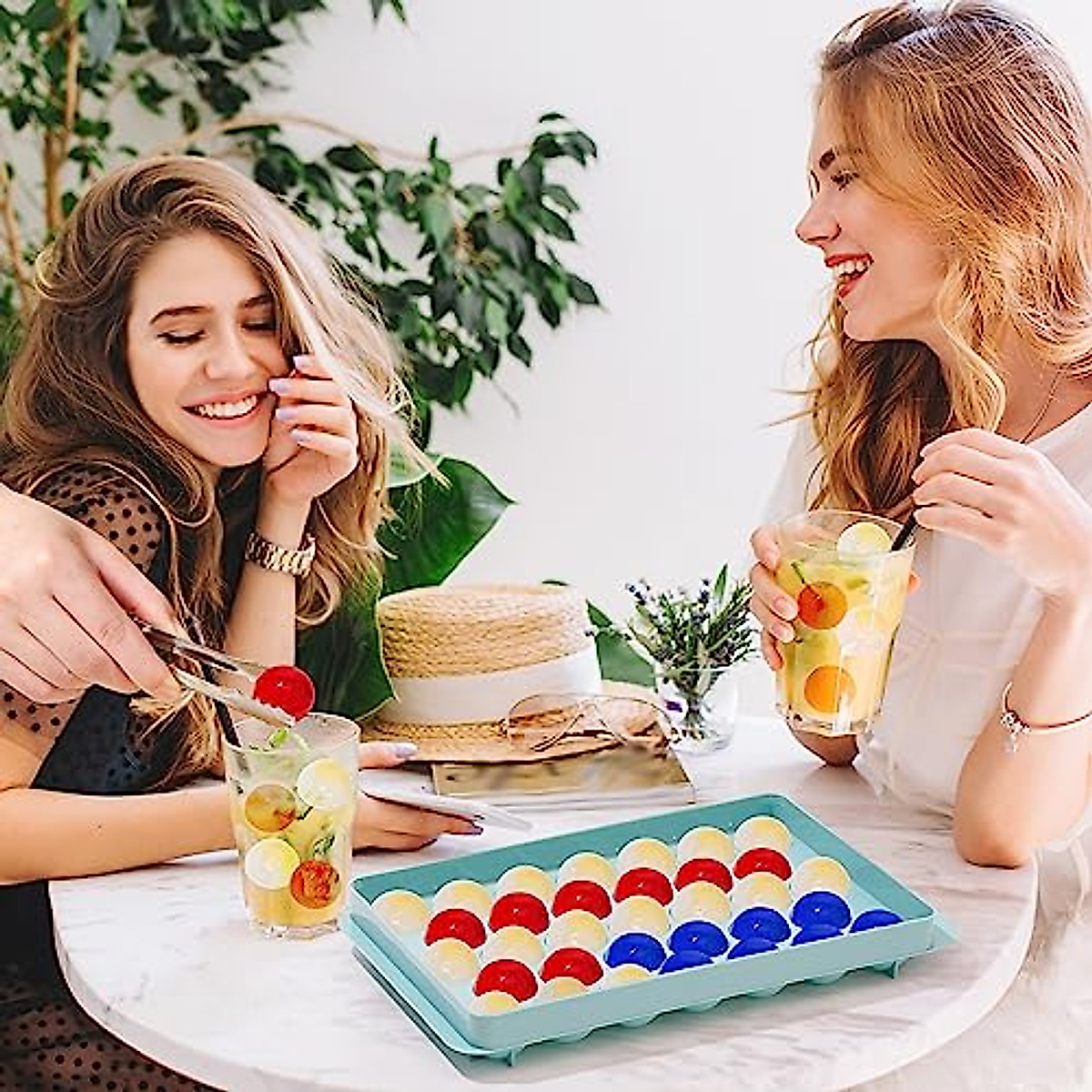 33 Cavity 1.2 Inch Cubes with 3-Pack Ice Cube Trays: Round, Circle, Sphere Molds + Crafted from TPE (Thermoplastic Elastomers) Ideal for Small Ice Cubes, Chilling, & Cocktails