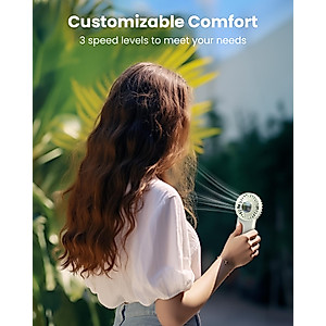 Koonie Cooling Handheld Fan, Battery Operated Fan with Hook, 10 Hours, Ice Cooling Mode, 3 Wind Speed, Portable Pocket Fan for Travel Indoor Outdoor
