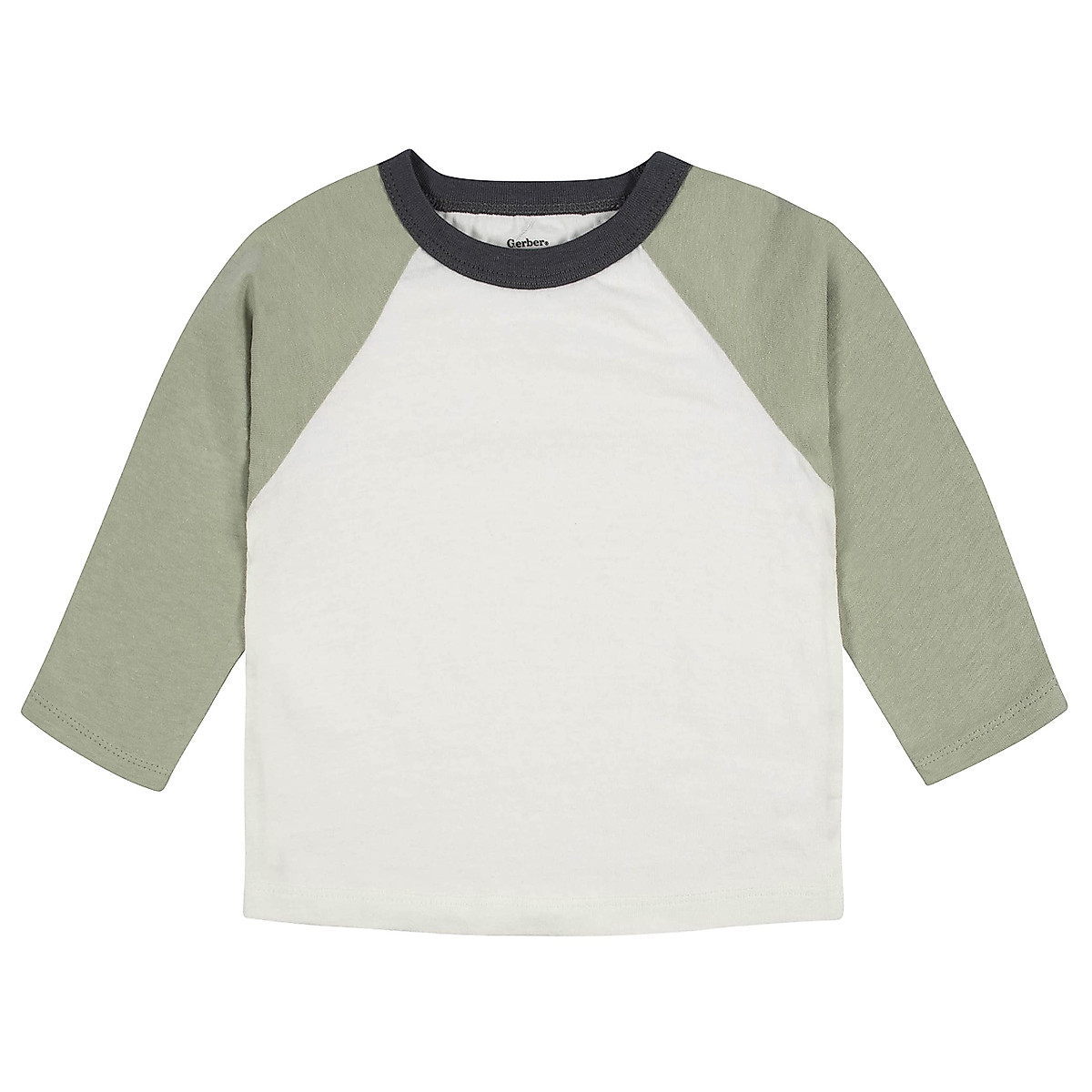Gerber Baby Boys' 3-Pack Long Sleeve Baseball Tees, Green & Gray, 12 Months