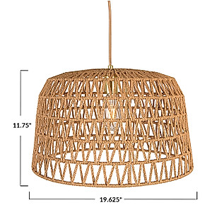 Creative Co-Op Open Weave Metal and Paper Rope Ceiling Light, Natural and Brushed Gold