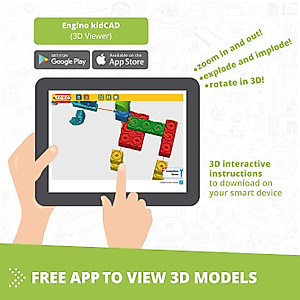 Engino Toys Creative Engineering STEAM Maker Junior 10-Model Set, Color and Number Learning, Stackable Building Blocks, Hand-Eye Coordination, Elephant, Giraffe, Spaceship, Home Learning, for Ages 4+