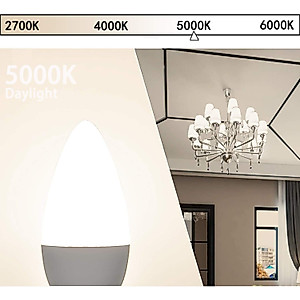 6-Pack E12 LED Ceiling Fan Light Bulbs, 60 Watts Equivalent Candelabra LED Light Bulbs, Type B Light Bulb for Chandelier, Candle Lightbulbs, Non-Dimmable, 5000K Daylight, 6 Pcs