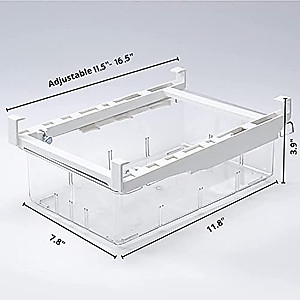 J2K Refrigerator Organizer Bin | Retractable Fridge Storage Drawer Organizer | 1-4 Adjustable Partition Fruits, Vegetables, Egg Storage Container | Fits Fridge Shelf Lip Under 1.5 Cm