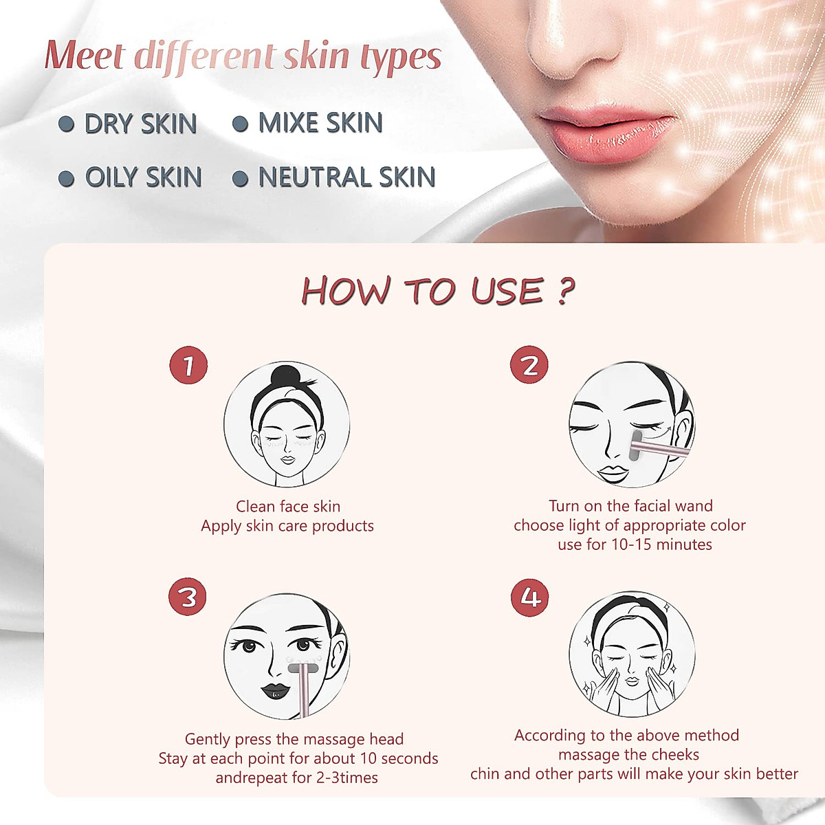 Red-Light-Therapy-for-Face, 7 in 1 LED Light Therapy Eye Equipment for Skin Care at Home Red Light Therapy Face Massager Skin Rejuvenation Light