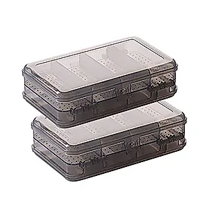 UUYYEO 2 Pcs Clear Plastic Double Layer Jewelry Boxes Organizer Storage Container for Earrings Necklaces Hair Clips Grey