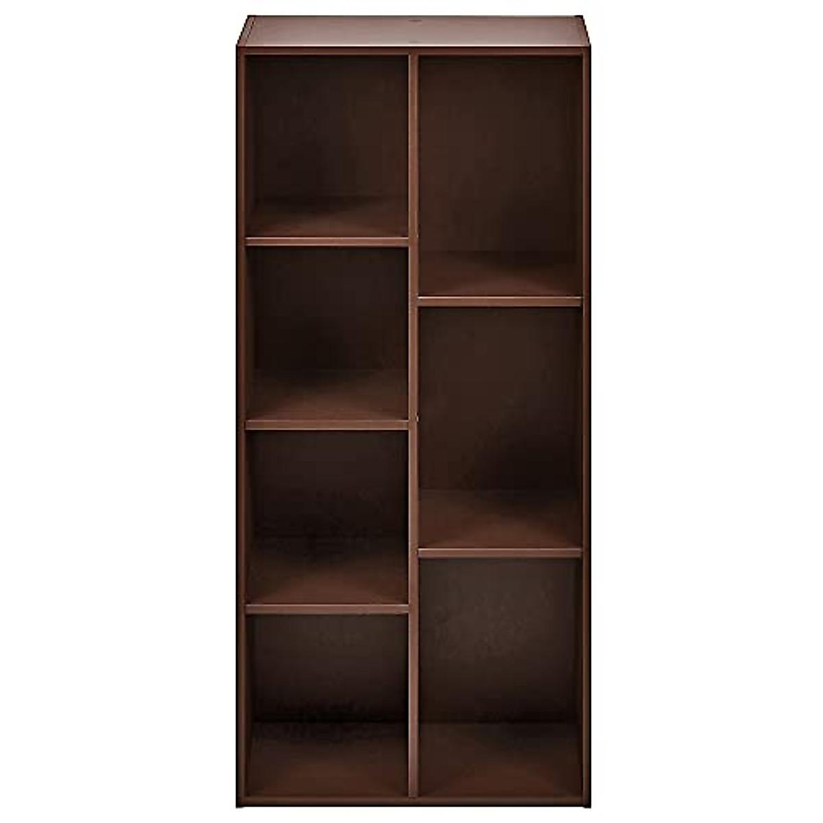 Amazon Basics 7 Cube Organizer Bookcase, Storage Shelves, Book Shelf, Espresso, 9.3"D x 19.5"W x 41.7"H