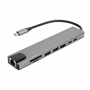 wendeekun TypeC Docking Station,8 in 1 TypeC Converter TypeC to PD/HDMI/RJ45/Memory Card/Storage Card/USB3.0 Adapter,Easy and Convenient Expansion