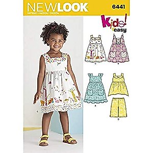NEW LOOK Patterns Toddlers' Easy Dresses, Top and Cropped Pants Size A (1/2-1-2-3-4) 6441