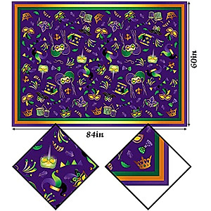 Hafangry Mardi Gras Carnival Tablecloth Masquerade Party Decoration New Orleans Mask Kitchen Dining Room Table Cover-60×84inch