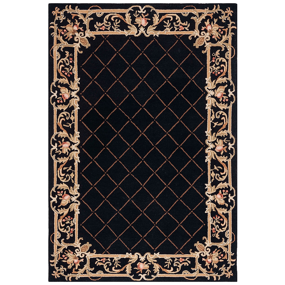 SAFAVIEH Chelsea Collection Area Rug - 6' x 9', Black, Hand-Hooked French Country Wool, Ideal for High Traffic Areas in Living Room, Bedroom (HK333B)