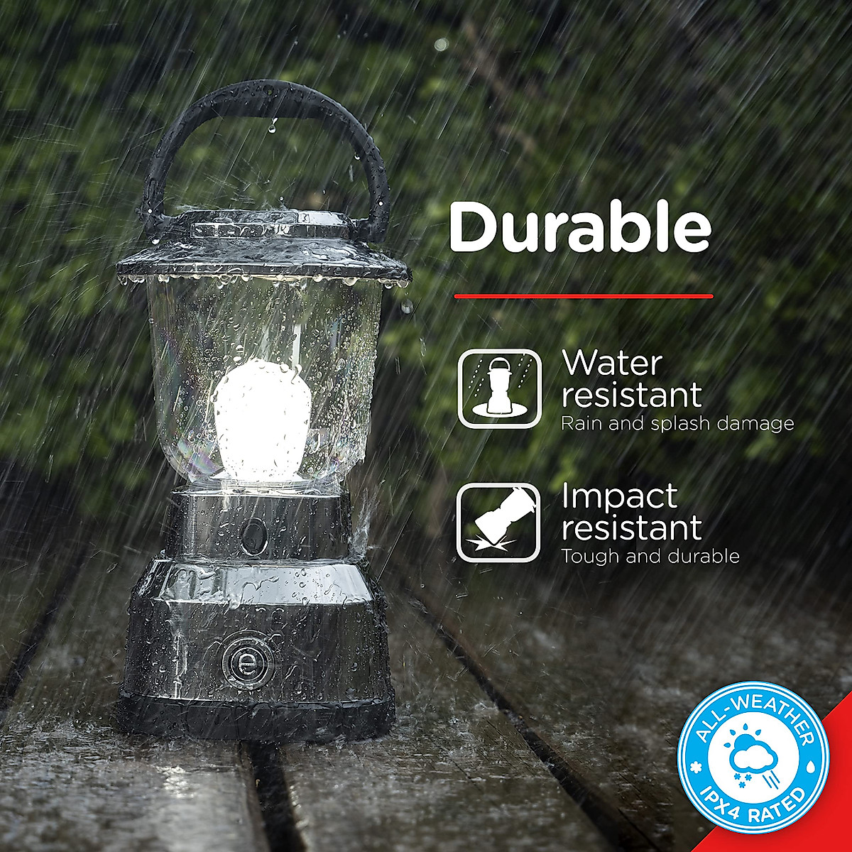 Enbrighten Brushed Nickel LED Camping Lantern, Battery Powered, 550 Lumens, 280 Hour Runtime, Carabiner Handle, Hiking Gear, Emergency Light, Blackout, Storm, Hurricane, 14210