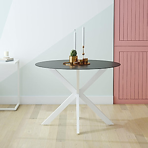 CosmoLiving by Cosmopolitan 88289WHGE Circi Collection Dining Table with Glass Top, White