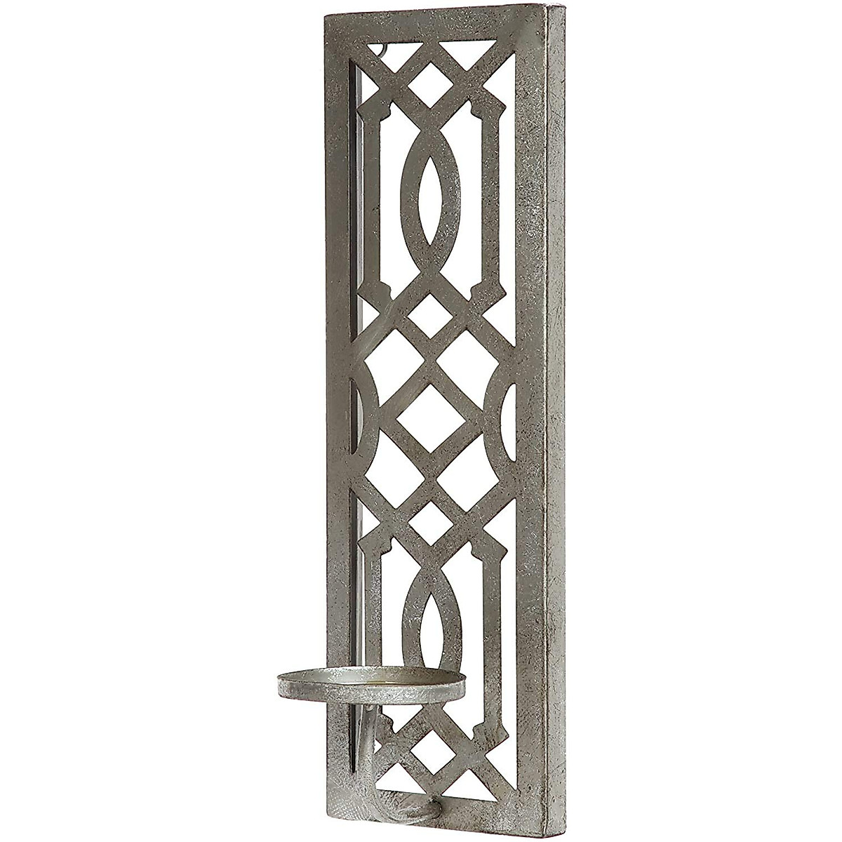 Hosley Set of 2 Iron Wall Pillar Candle Sconce 16.5 Inch High Mid Century Modern Silver. Ideal Gift Wedding Special Occasions Home Office Spa Aromatherapy , Gardens O4